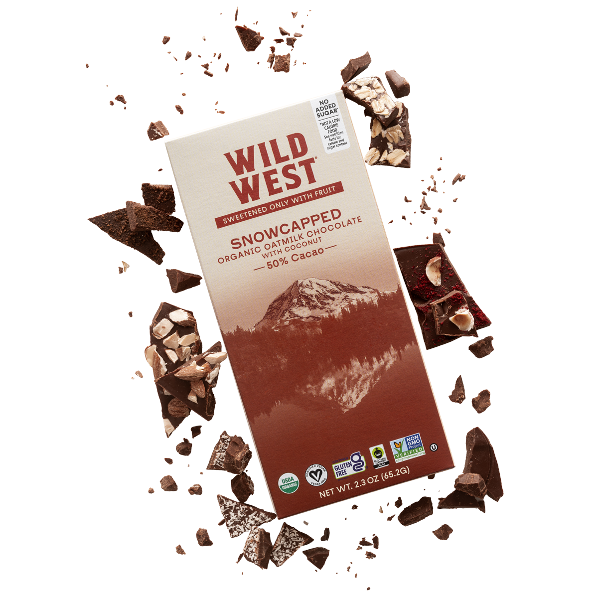 Snowcapped 50% Oatmilk Chocolate Bar w/ Coconut | Wild West Chocolate